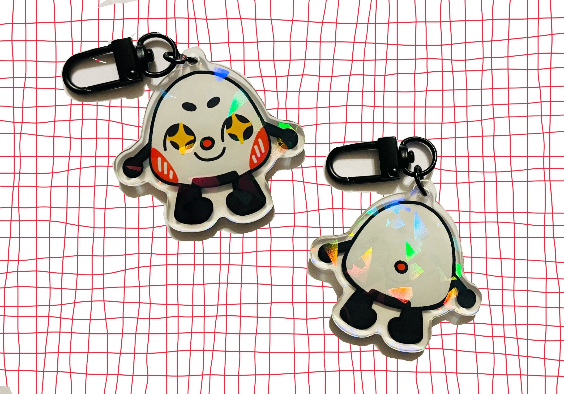 Ichigiri the Plum Rice Ball Holographic Keychain Cute Onigiri Acrylic ...