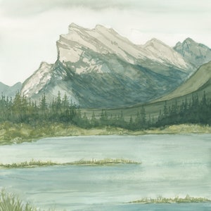 Mount Rundle Watercolor Print, Banff National Park Painting, Alberta ...