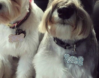 DIVA Diamond Dog Jeweled LARGE Bone Shape Custom Engraved Pet - Etsy