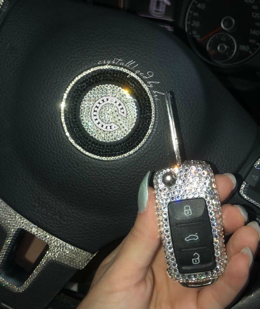 Austrian Crystal Car Key Custom Crystallized Any Make Bling Fob Remote ...