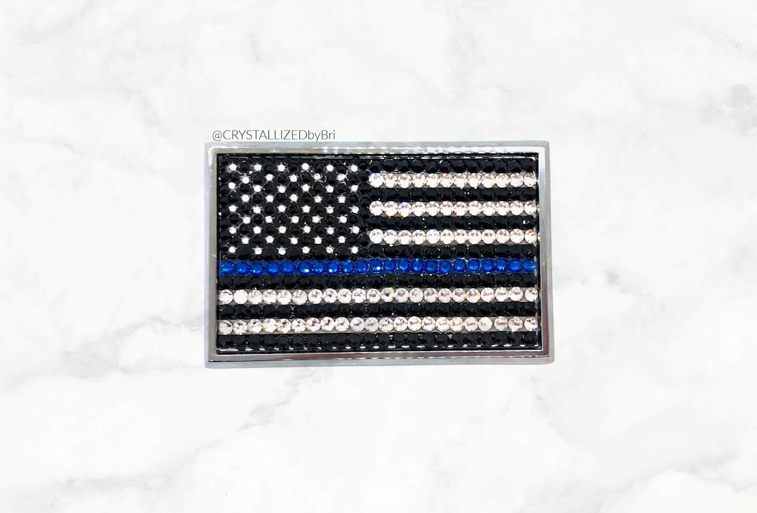 Austrian Crystal Thin Blue Line Emblem Bling Cop Decal Police Flag ...