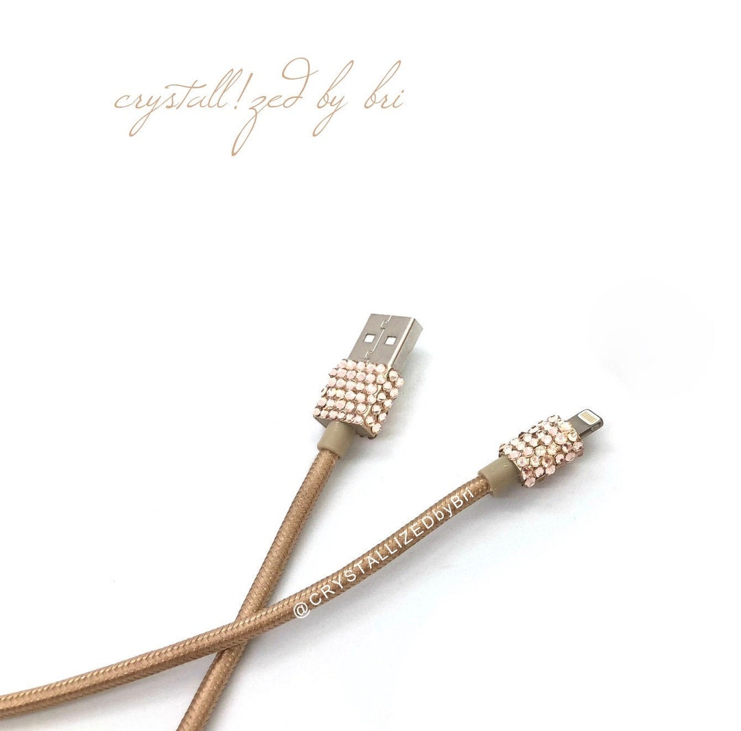 Austrian Crystal Lightning to USB Fabric Cord W/ Genuine Bling Fabric ...