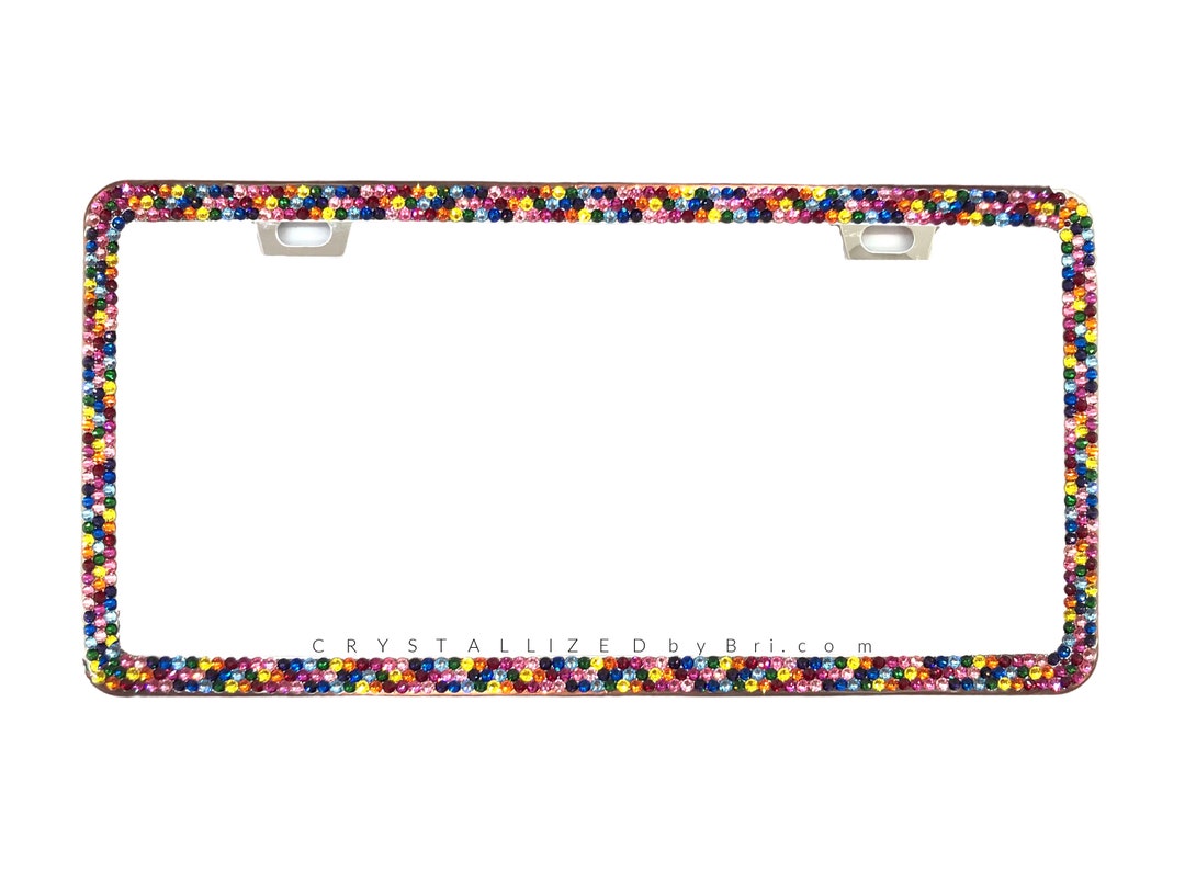 Austrian Crystal Rainbow Dot License Plate Frame Bling Slim ...