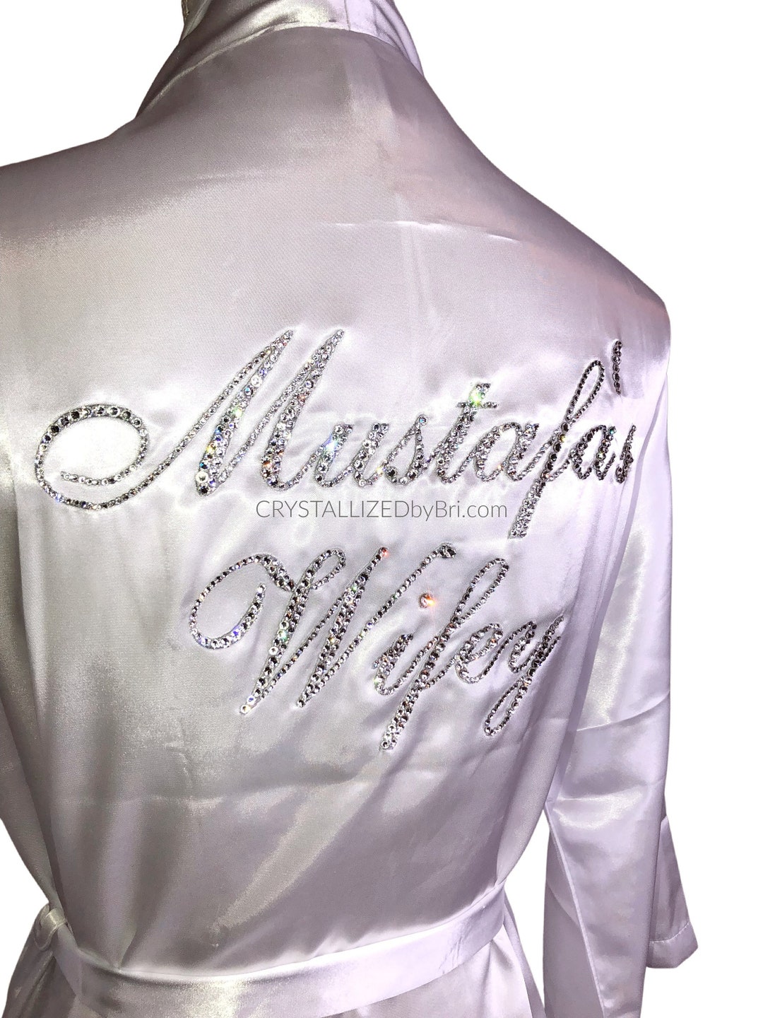 Austrian Crystal Personalized Bling Robe Custom Name Wedding Kimono ...