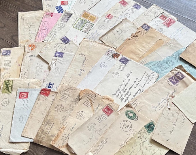Vintage Letter Covers & Stamps. Stamped Vintage Paper Ephemera ...