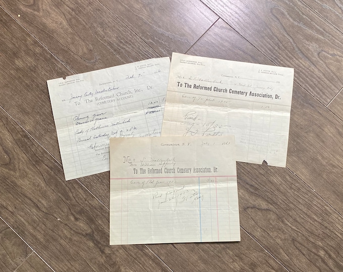 Antique CEMETERY INVOICES. Documents- (1930/40’s) Typed/handwritten ...