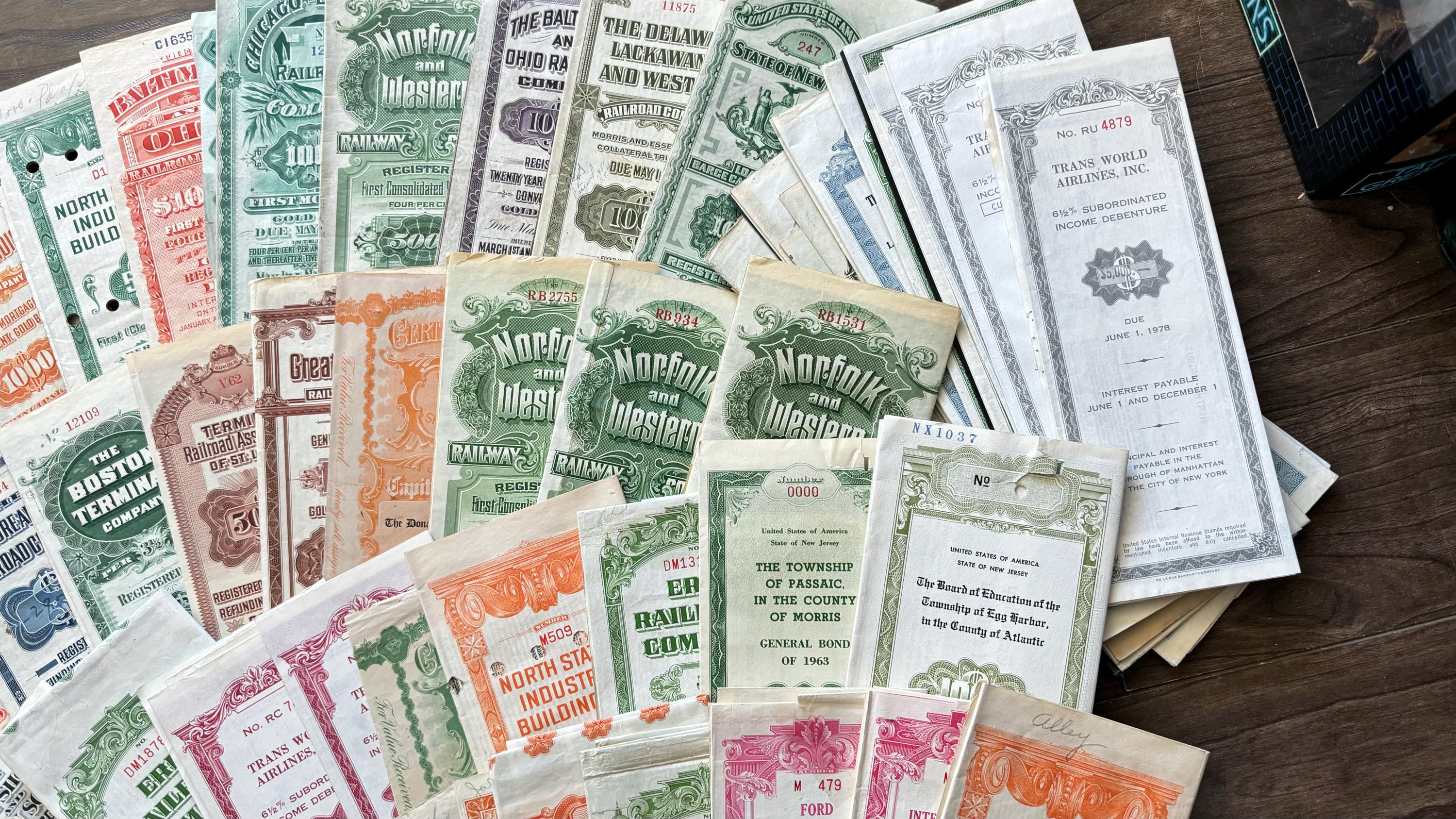 Antique/vintage Stock&bond Certificates. Railway Paper Ephemera ...