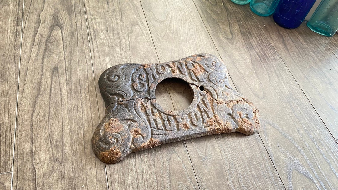 Antique Woodstove Part Cast Iron. Crown Huron Rustic DIY Craft Project ...