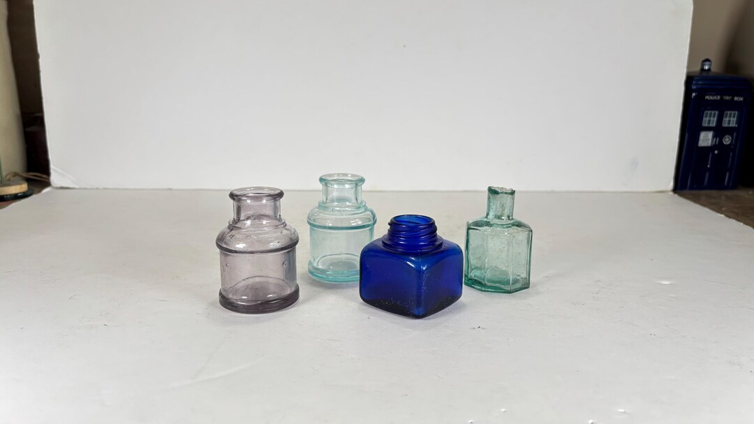 SET OF 4) 1880s-1900s. Antique Victorian-edwardian Era. Light Aqua ...