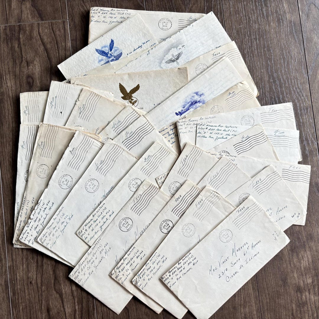 WWII Love Letters: 1940s US Army Air Force - 2 Vintage Handwritten ...