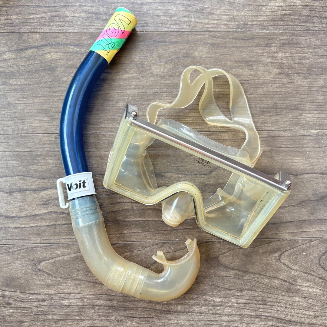 Vintage Scuba Diving Mask + Snorkel. Beach Theme Decor. Tempered Glass ...