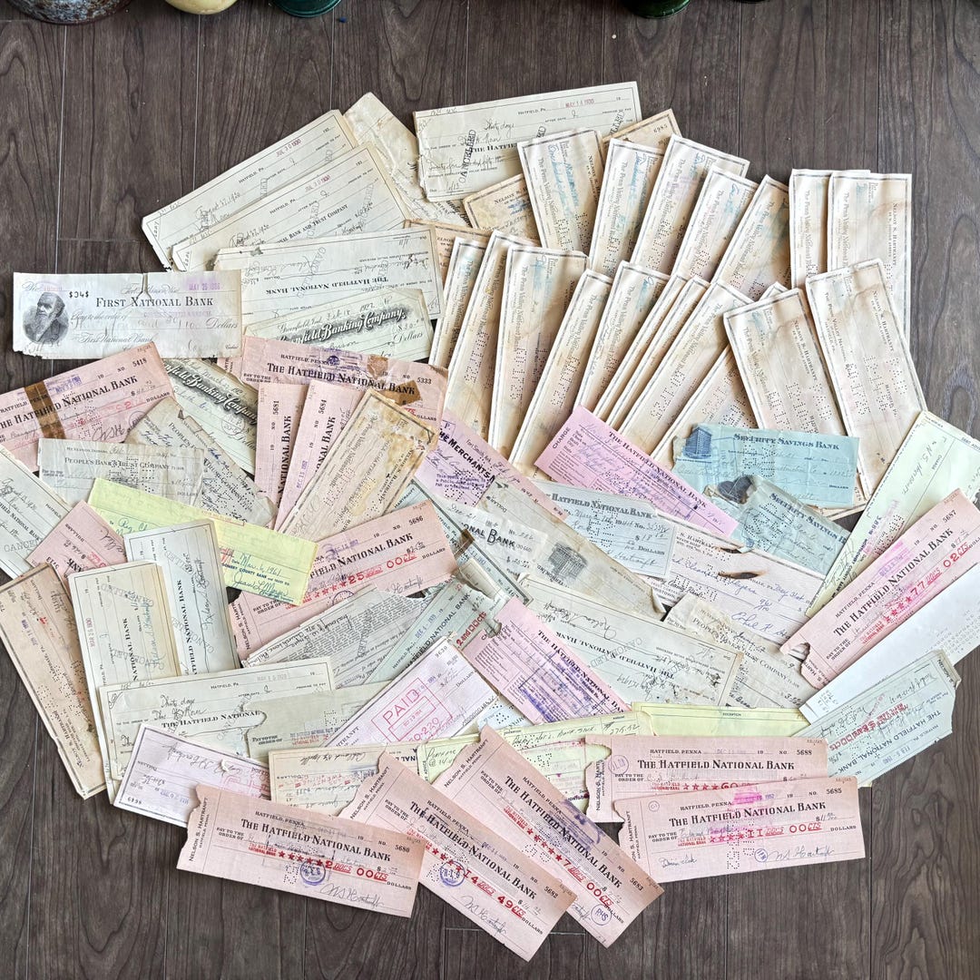 Antique/vintage Check Lot! Vintage Paper Ephemera/scrapbooking Pieces ...
