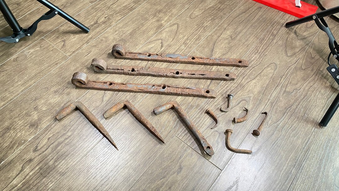 Set of Antique Hand Forged Hinges. Blacksmith Logging Camp Relics ...
