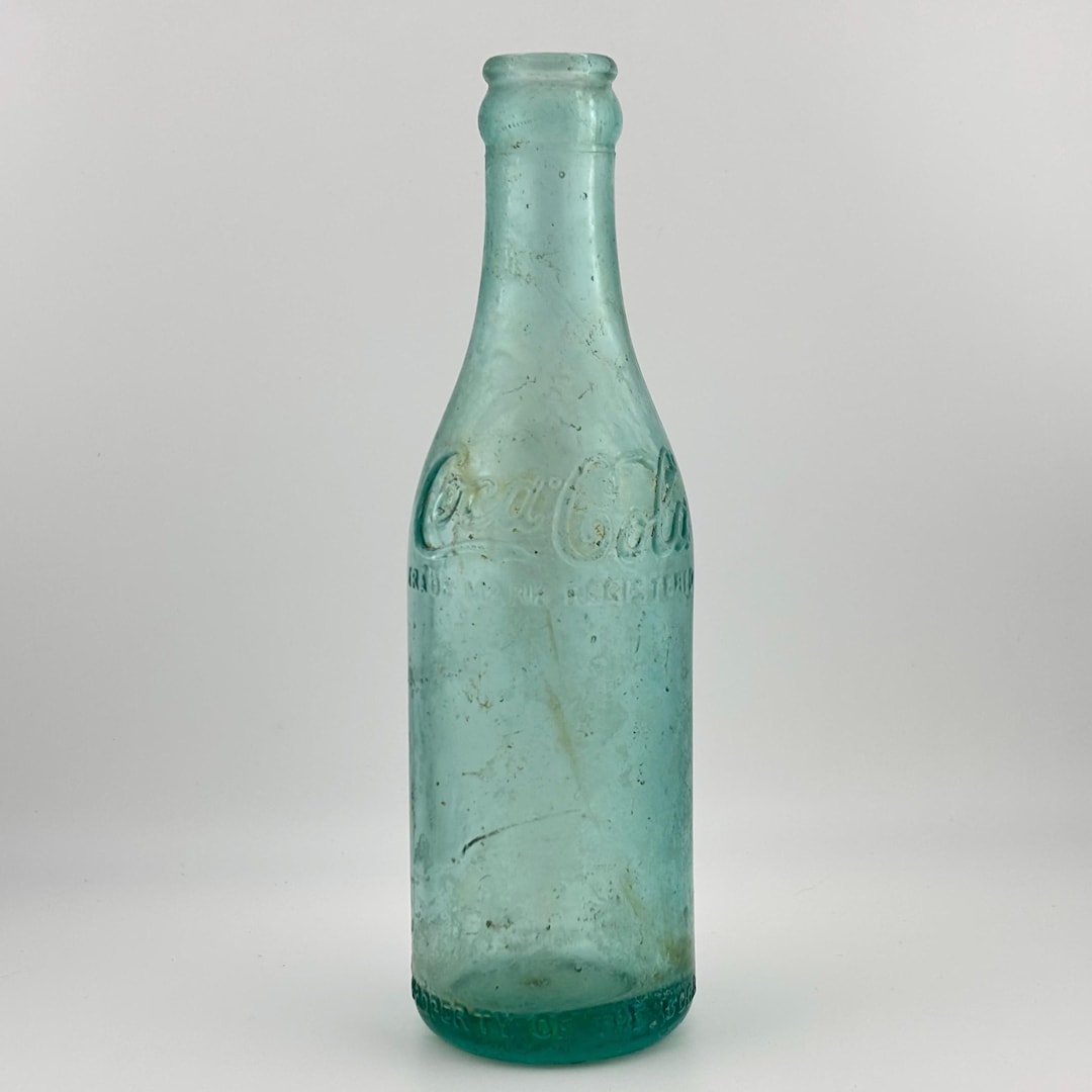 Antique Coca Cola Bottle: 1920s Cursive Script Coke Bottle. Aqua ...
