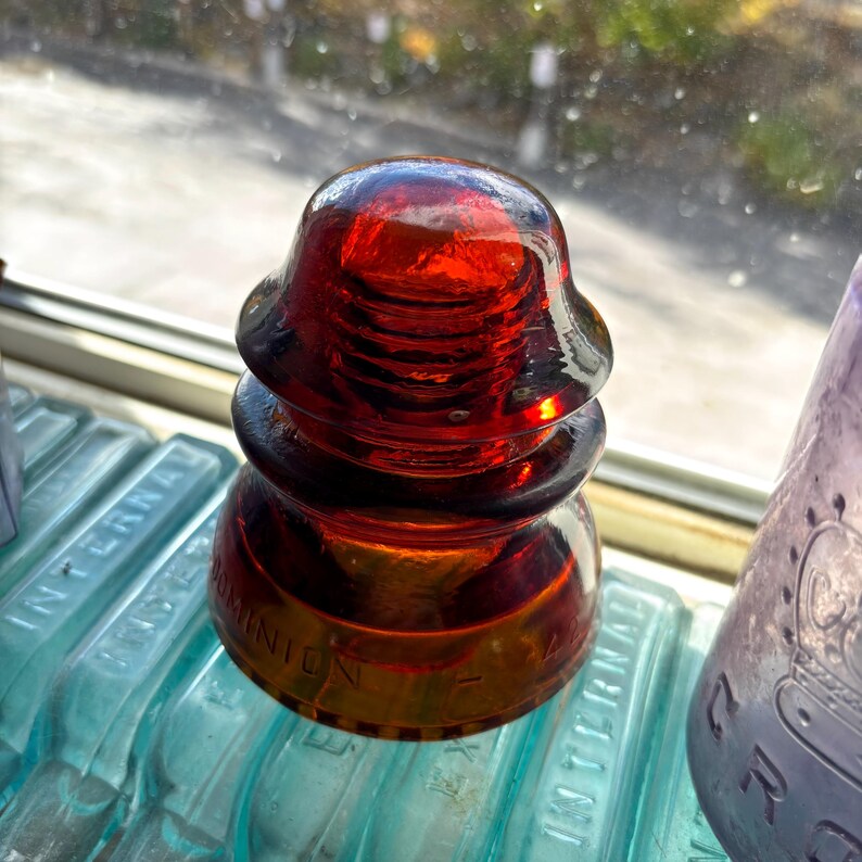 RARE Honey Red! Antique Amber Glass Insulator: Telegraph Railway Decor ...