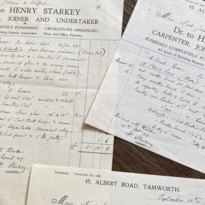 1 Vintage UNDERTAKER INVOICES. Documents- 1940s Typed/handwritten ...