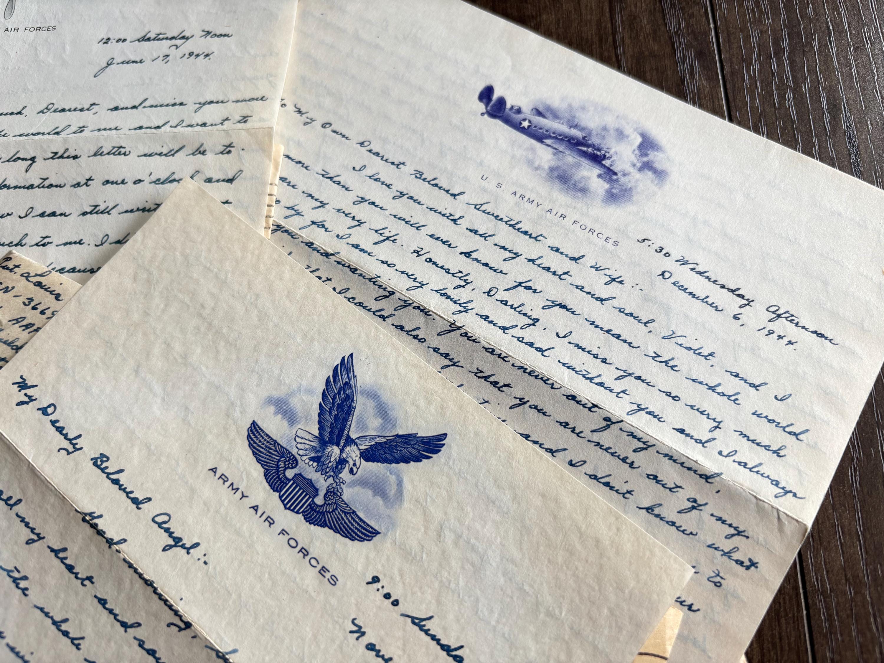 WWII Love Letters: 1940s US Army Air Force - 2 Vintage Handwritten ...