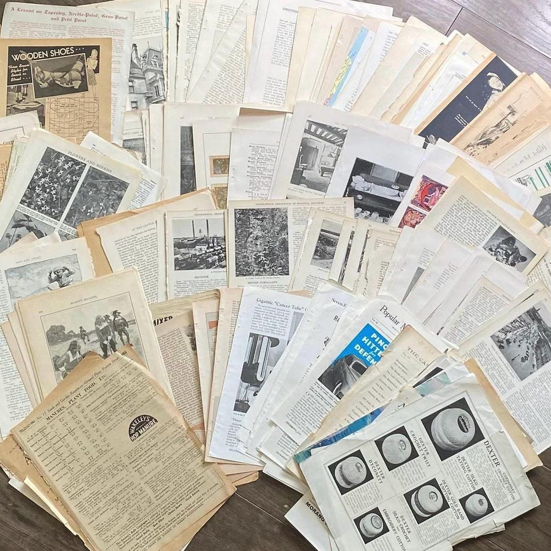 Vintage Magazine Pages 1900s-60s. Advertising,stories. Antique Lot ...