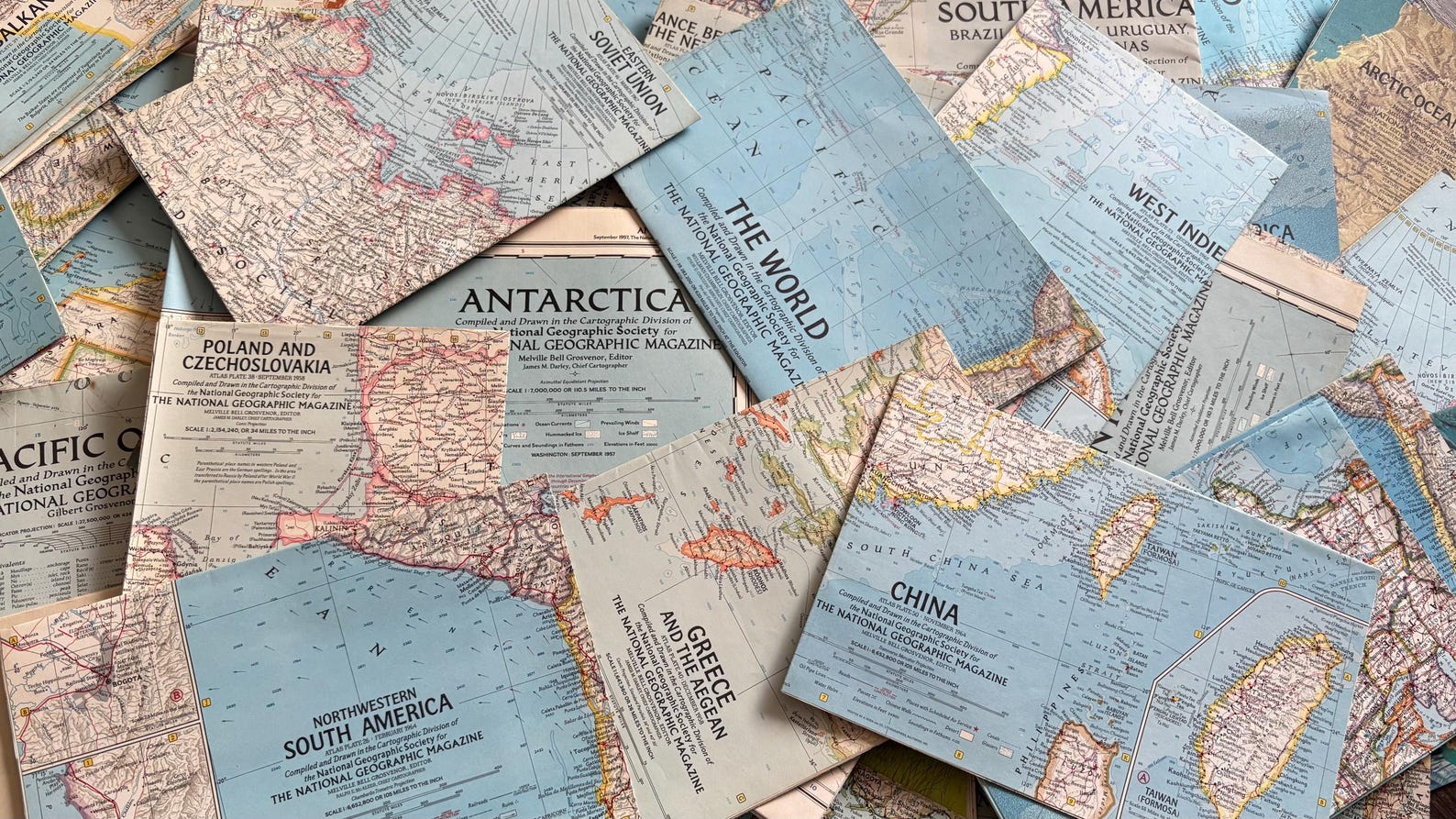 1 Vintage World Map: Countries, Continents, Etc. Foldout Antique Paper ...