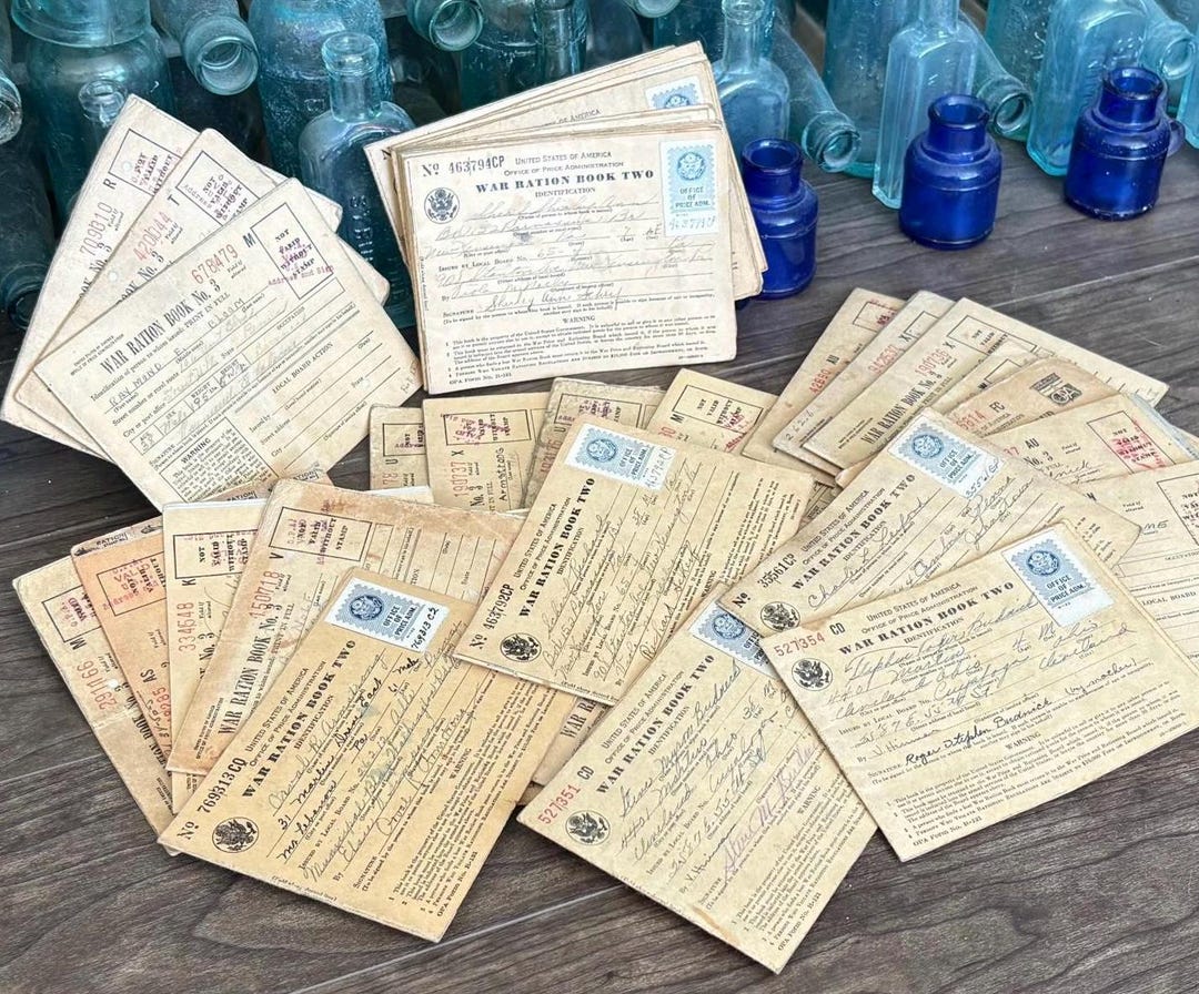 2) WW2 Ration Booklets. Antique/vintage Personal Handwritten Documents ...