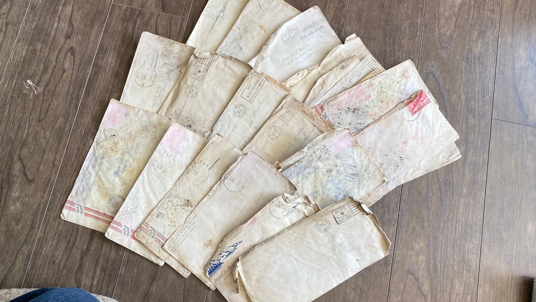 Set of Damaged WW2 Letters and Personal Handwritten Documents. Stamped ...