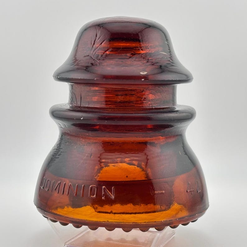 RARE Honey Red! Antique Amber Glass Insulator: Telegraph Railway Decor ...