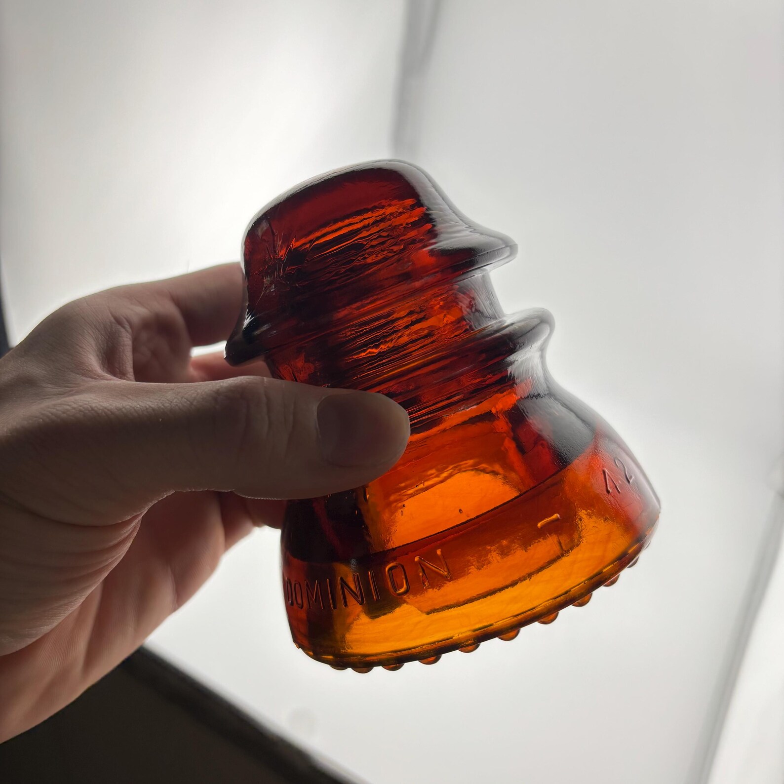 RARE Honey Red! Antique Amber Glass Insulator: Telegraph Railway Decor ...