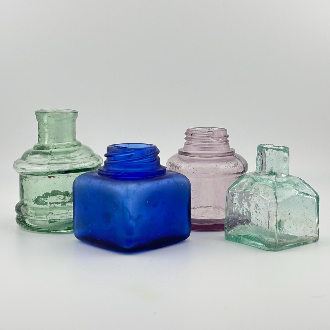 SET OF 4) 1880s-1900s. Antique Victorian-edwardian Era. Light Aqua ...