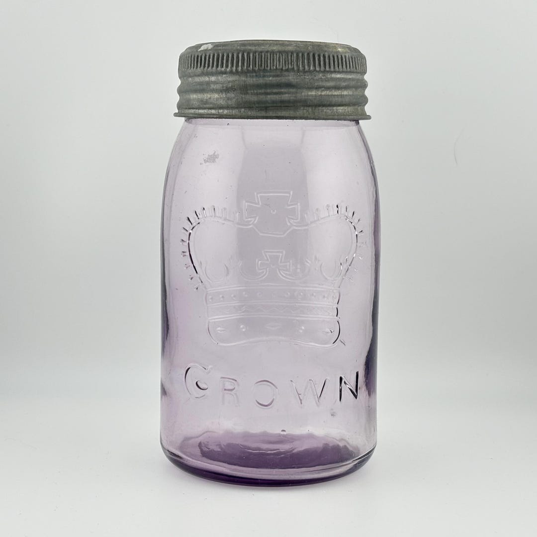 Antique Light Purple Jar/ Crown 1900-1910s Glass Mason Food Jars ...