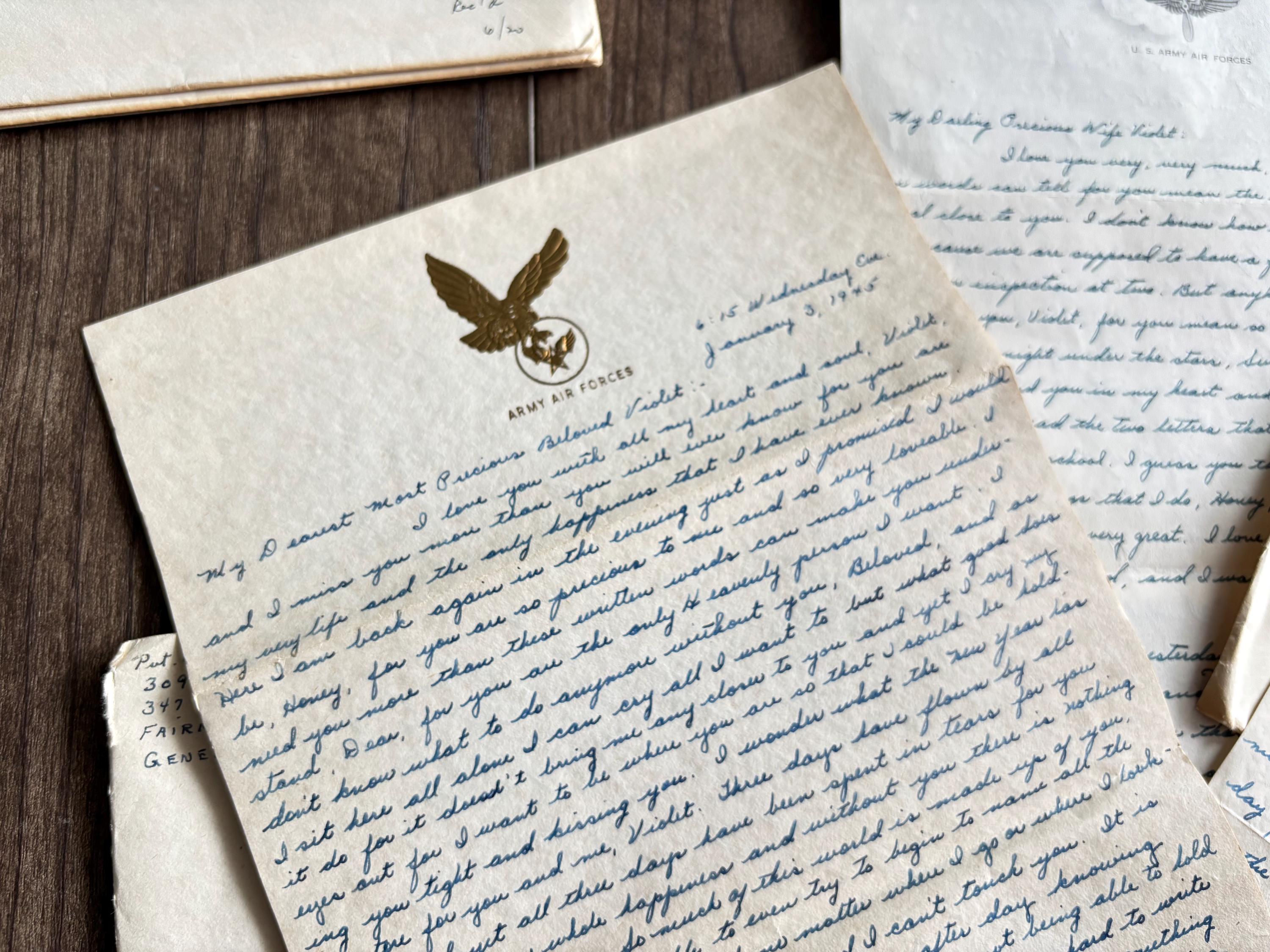 WWII Love Letters: 1940s US Army Air Force - 2 Vintage Handwritten ...