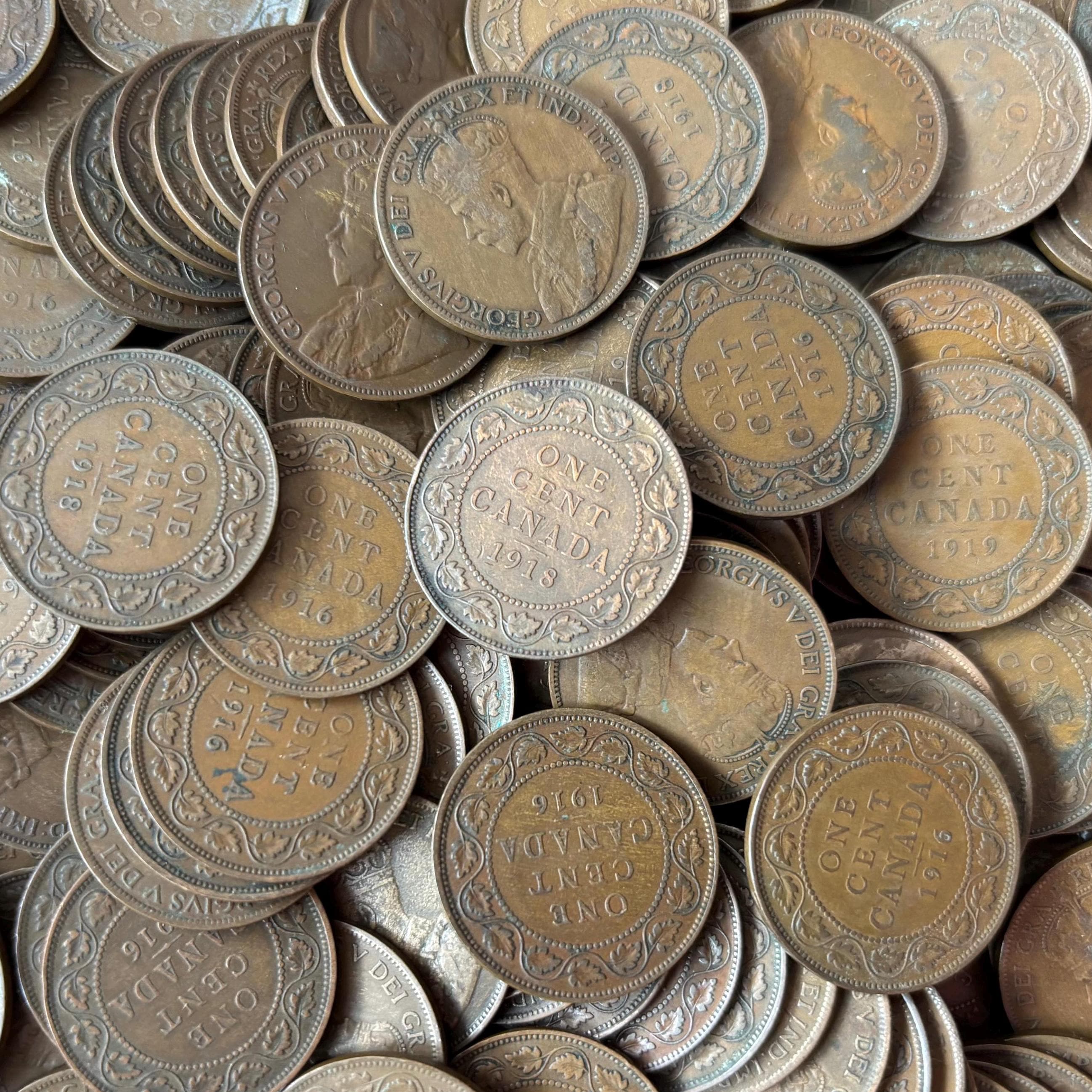 Antique Canadian Large Cent Coins: 1911-1920 Copper Coins. -starter ...