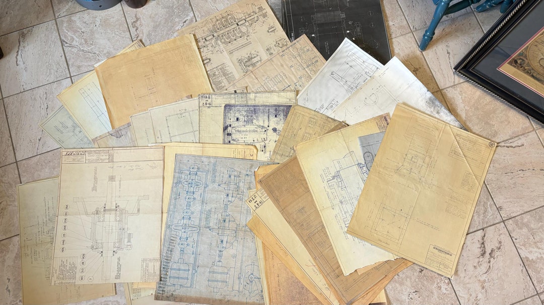 1 Blueprints-vintage Plans, Antique Schematics. Steampunk Decor Retro ...