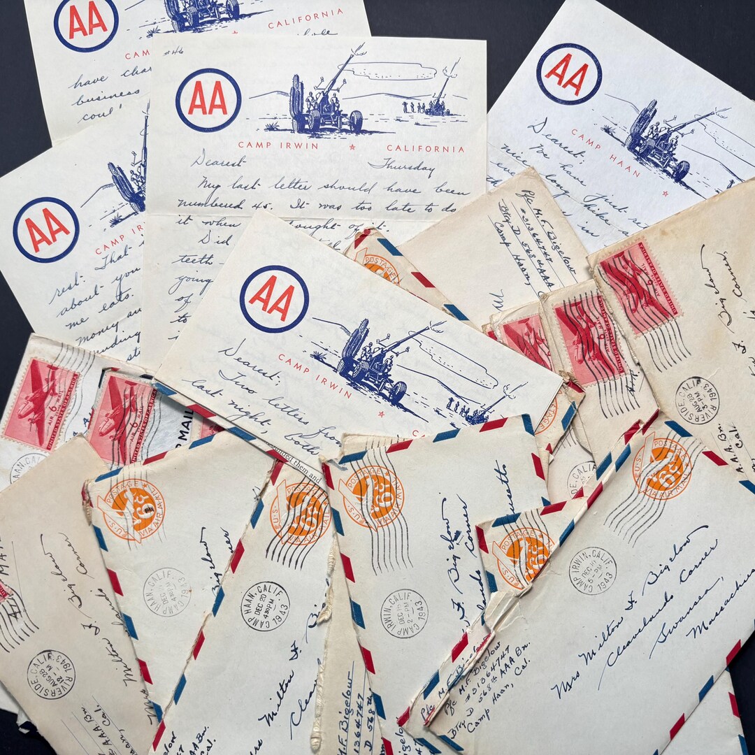 2) Ww2 Love Letters- Camp Irwin California. Sweethearts. Antique ...