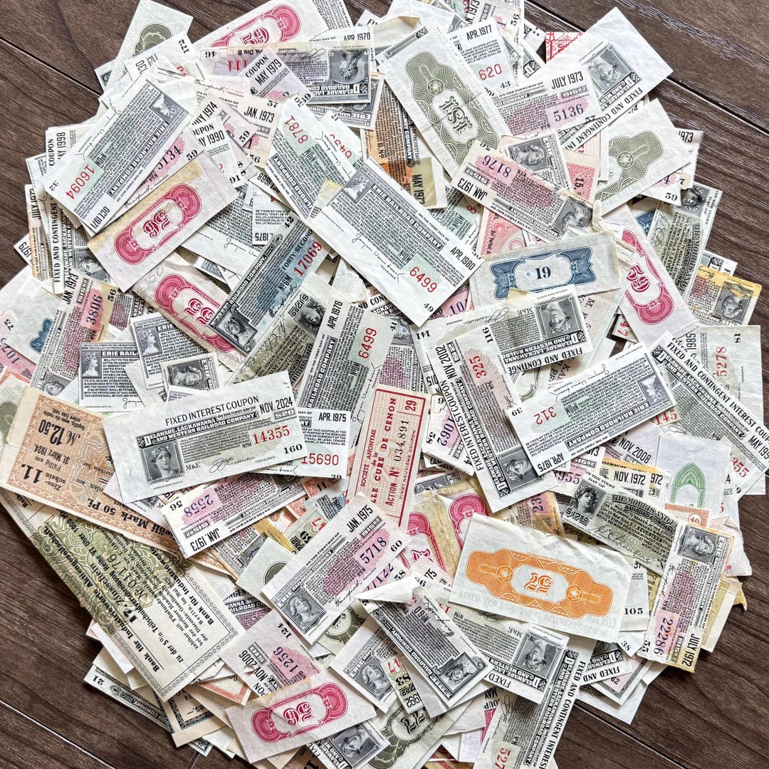 Vintage Bond & Stock Coupons: Ephemera for Junk Journals, Scrapbooking ...