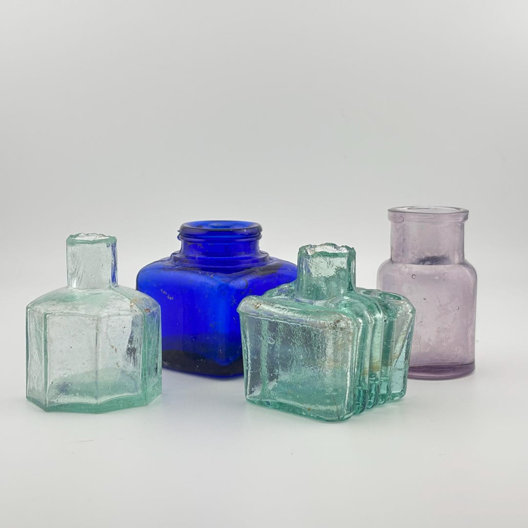 SET OF 4) 1880s-1900s. Antique Victorian-edwardian Era. Light Aqua ...