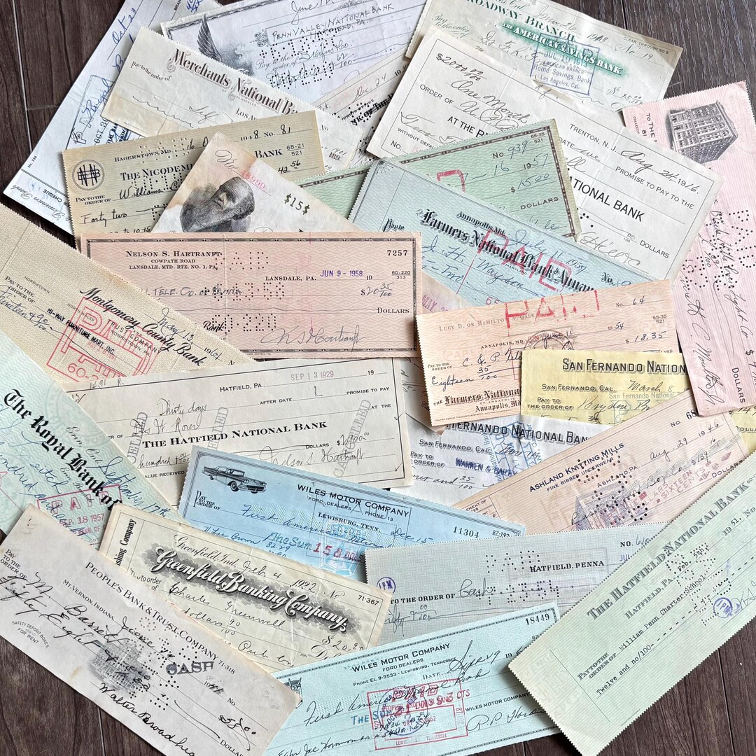 Antique/vintage Check Lot! Vintage Paper Ephemera/scrapbooking Pieces ...