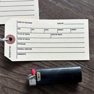 Mortuary Toe Tags. Funeral, Cemetery Identification. Deceased ...