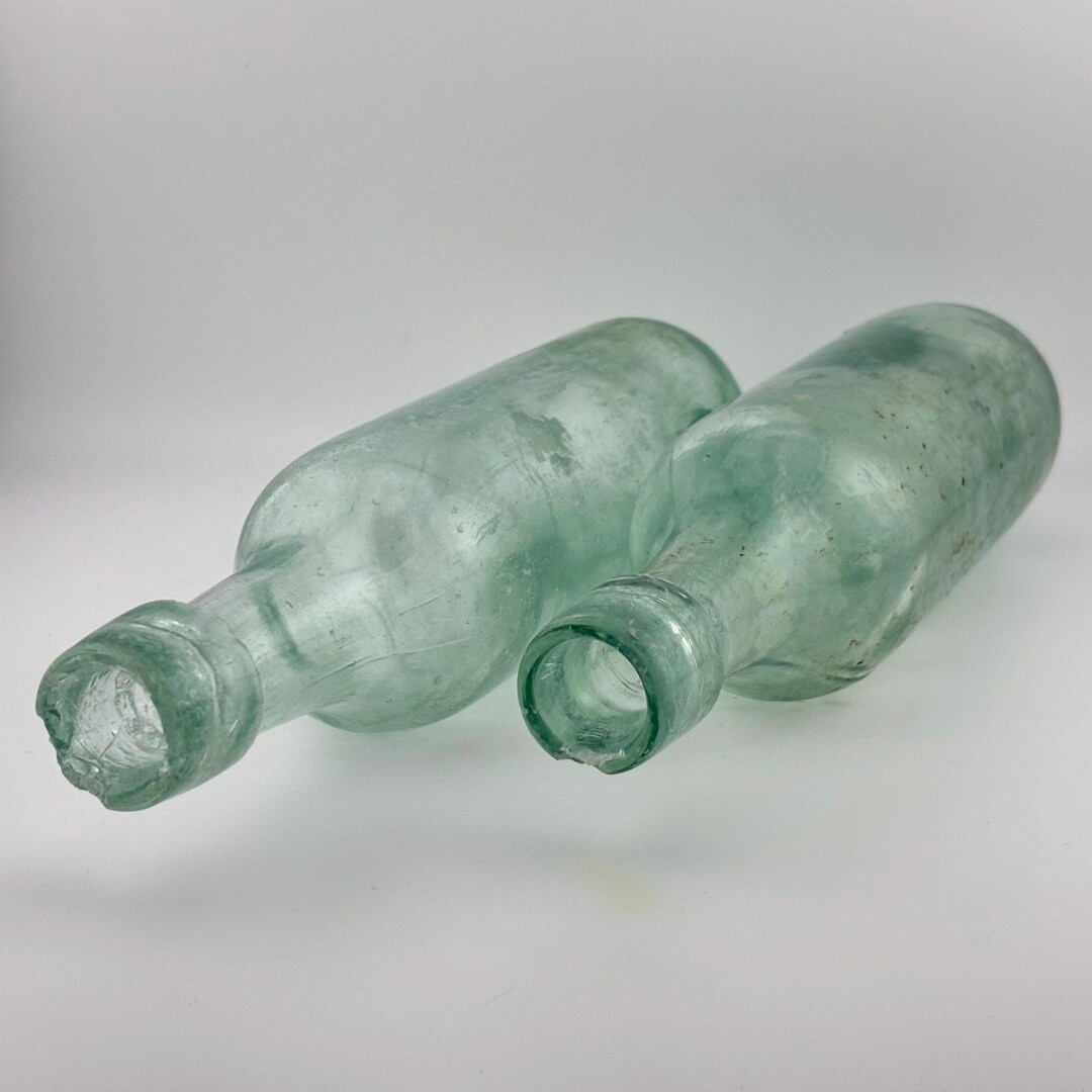 Antique Aqua Ballast Bottles (set of 2): Torpedo Style Shipwreck Decor ...