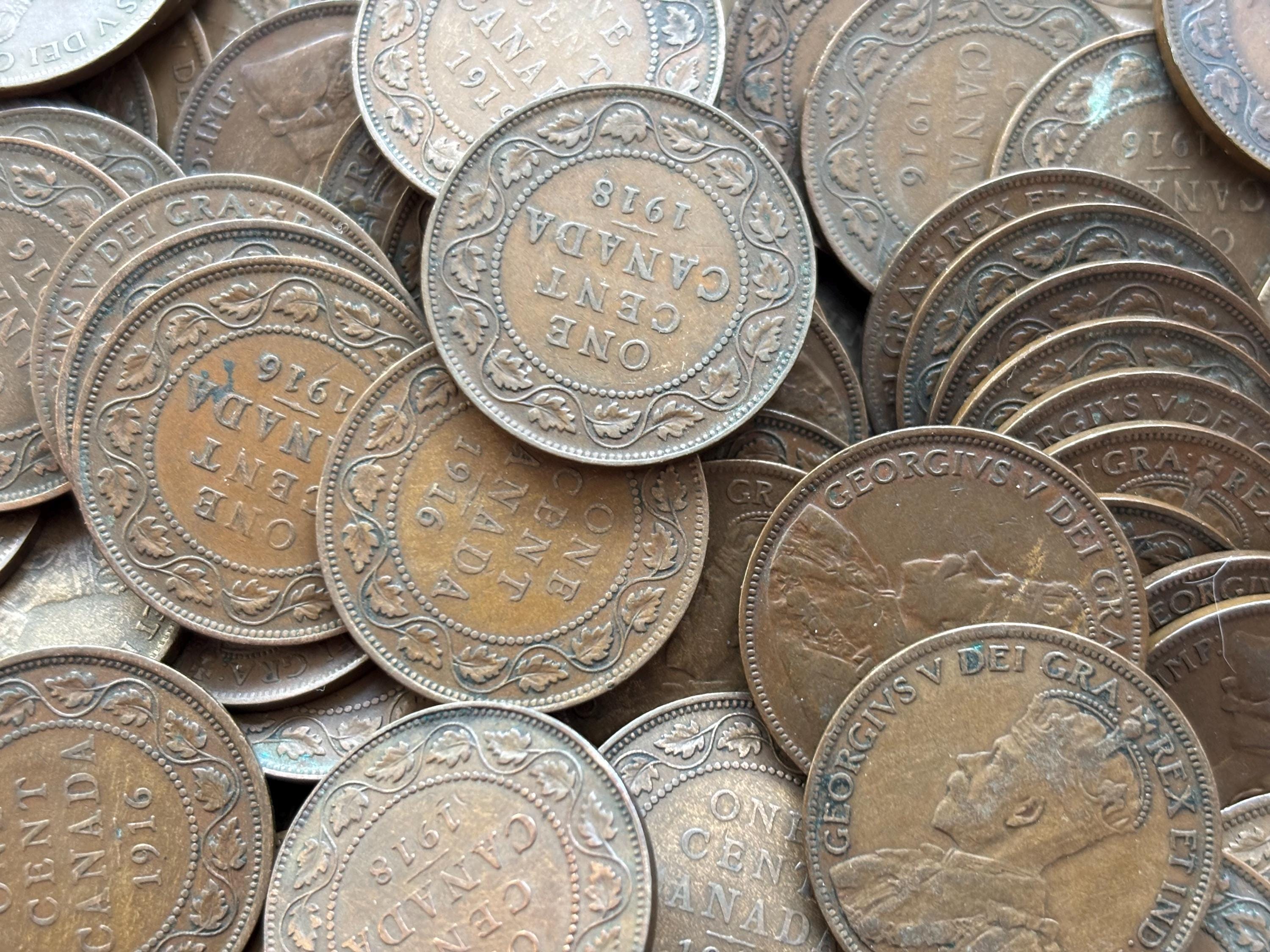 Antique Canadian Large Cent Coins: 1911-1920 Copper Coins. -starter ...