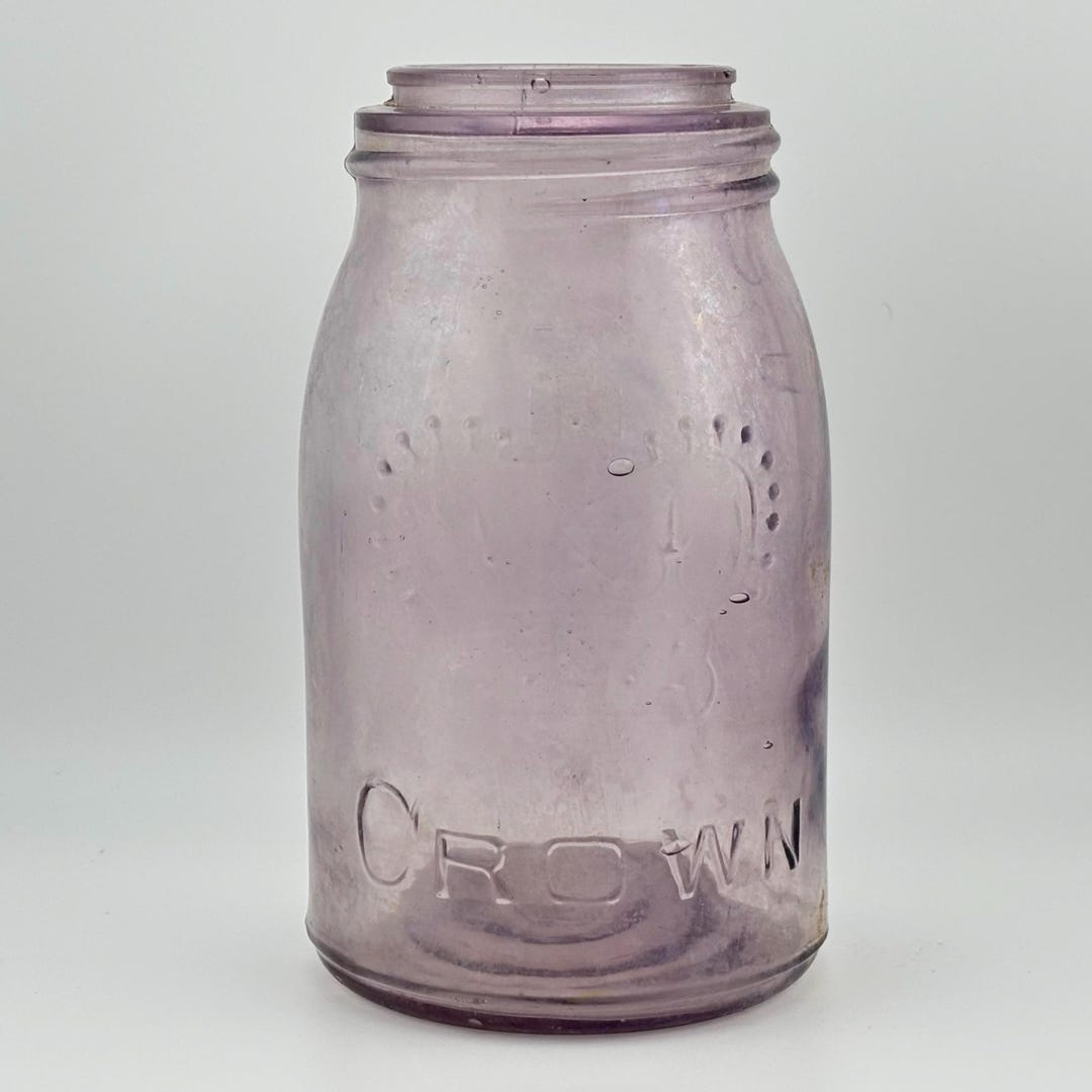 Antique Light Purple Jar/ Crown 1900-1910s Glass Mason Food Jars ...