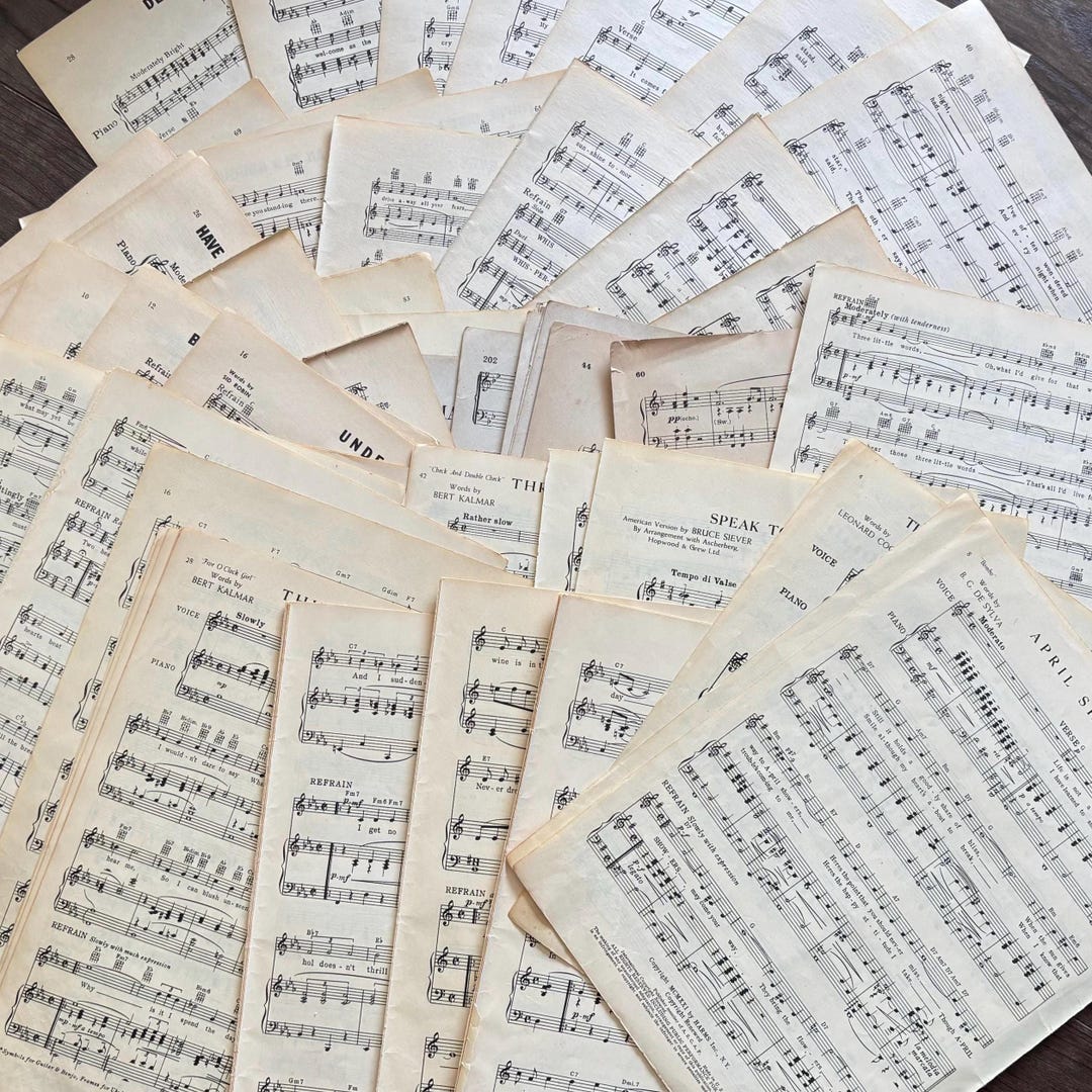 Antique/vintage Sheet Music- Printed Pages-old Paper Sheets. Songs ...
