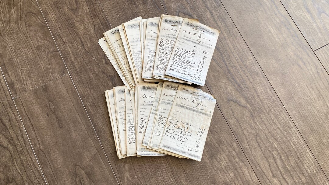 Antique Handwritten Deposit Slips-greenfield Banking Co Cheques 1920s ...