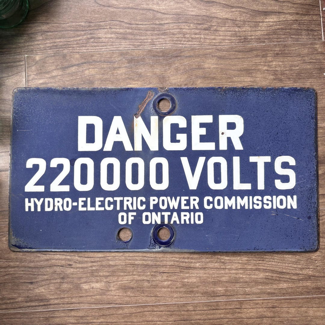 Antique/vintage Enamel Sign. (18X10”) Blue Porcelain. Hydro-electric ...