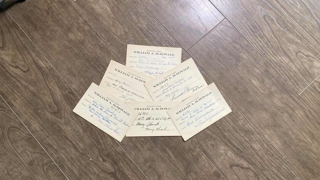 1 Antique/vintage CEMETERY DEED Cards-documents 1940s-60s Typed ...