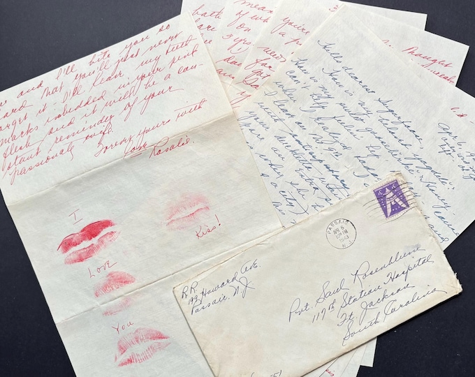 Ww2 Love Letter With Kisses! Letters-antique/ Vintage ...