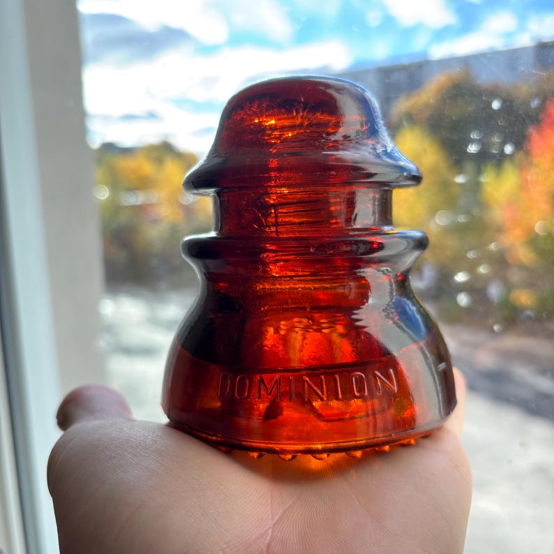 RARE Honey Red! Antique Amber Glass Insulator: Telegraph Railway Decor ...