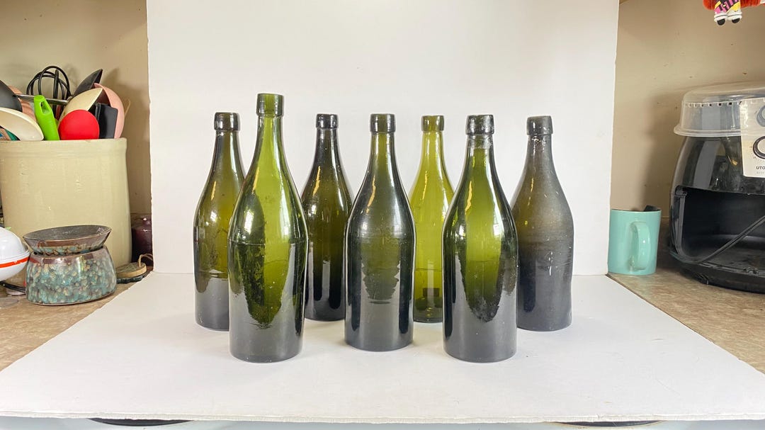 Antique Alcohol Bottle Set: Early 1900s Vintage Glass, Film Prop ...