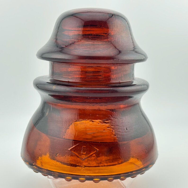 RARE Honey Red! Antique Amber Glass Insulator: Telegraph Railway Decor ...