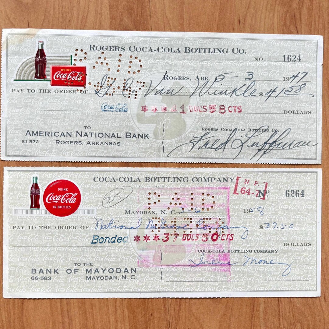 Vintage Coca Cola Bank Cheques. 1950’s-1960s. Vintage Paper Ephemera ...