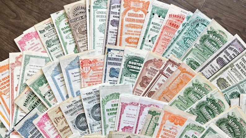 Antique/vintage Stock&bond Certificates. Railway Paper Ephemera ...